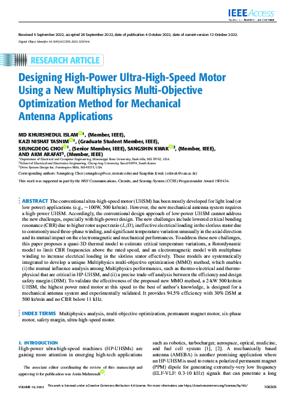 (PDF) Designing High-Power Ultra-High-Speed Motor Using a New Multiphysics Multi-Objective ...