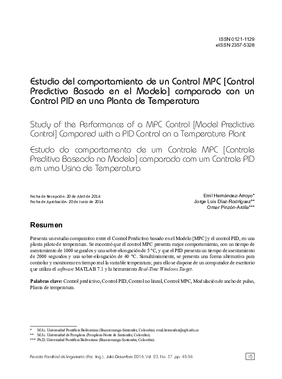 (PDF) Estudio del comportamiento de un Control MPC [Control Predictivo ...