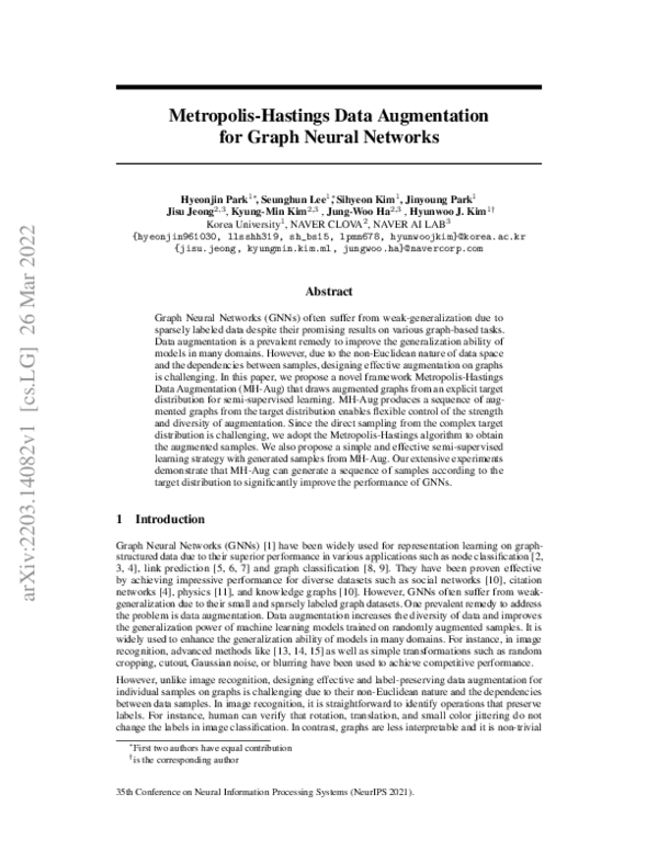 (PDF) Metropolis-Hastings Data Augmentation for Graph Neural Networks