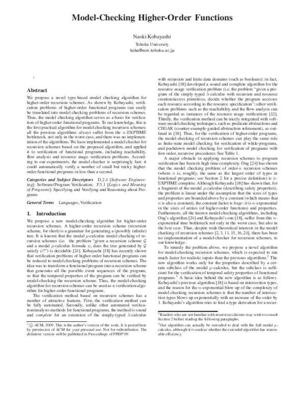 (PDF) Model-checking higher-order functions