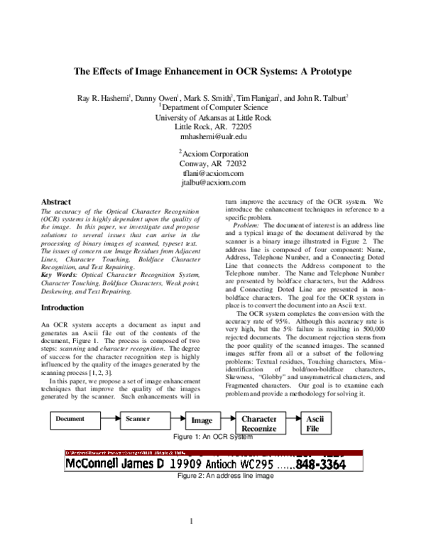 (PDF) The effects of image enhancement in OCR systems: a prototype