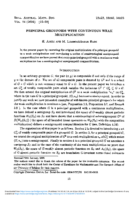 (PDF) Principal groupoids with continuous weak multiplication