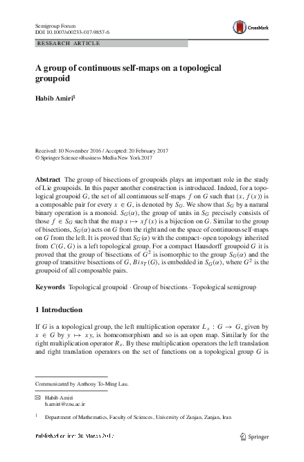 (PDF) A group of continuous self-maps on a topological groupoid