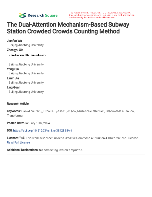 (PDF) The Dual-Attention Mechanism-Based Subway Station Crowded Crowds Counting Method