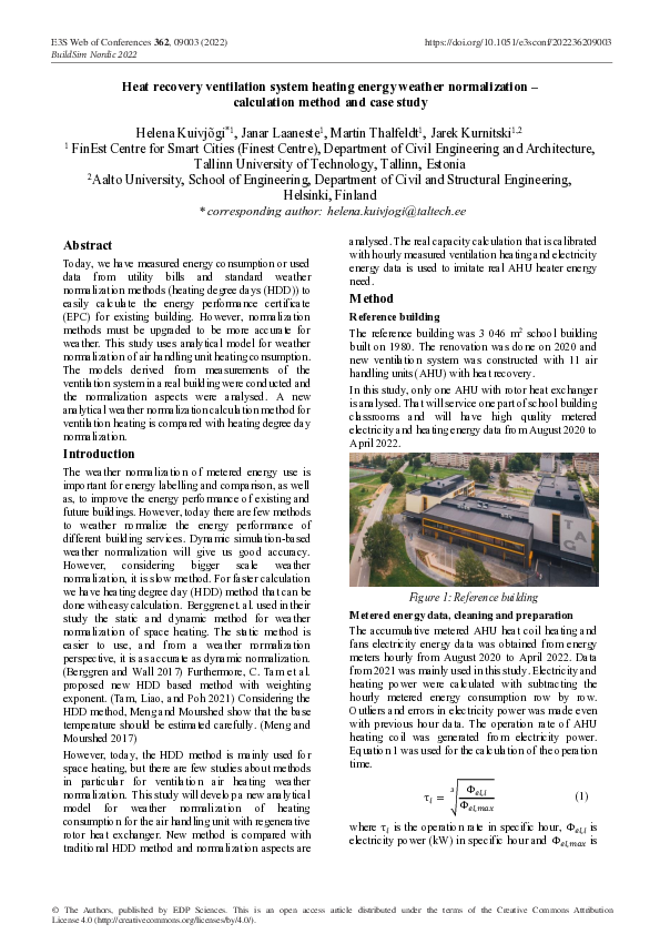 (PDF) Heat recovery ventilation system heating energy weather ...
