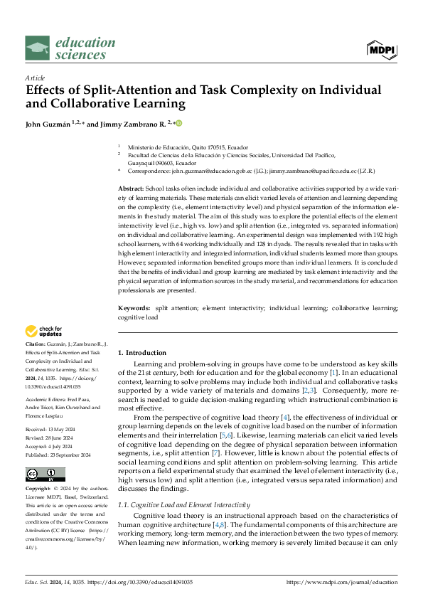 (PDF) Effects of Split-Attention and Task Complexity on Individual and Collaborative Learning ...