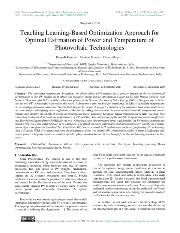 (PDF) Teaching Learning-Based Optimization Approach for Optimal Estimation of Power and ...