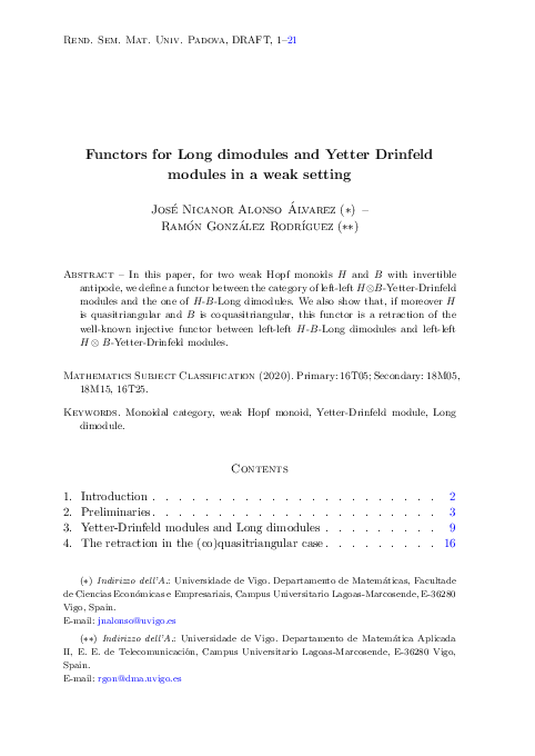 (PDF) Functors for Long dimodules and Yetter–Drinfeld modules in a weak ...