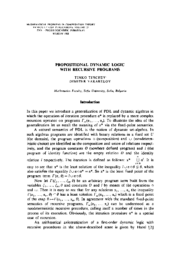 (PDF) Propositional dynamic logic with recursive programs