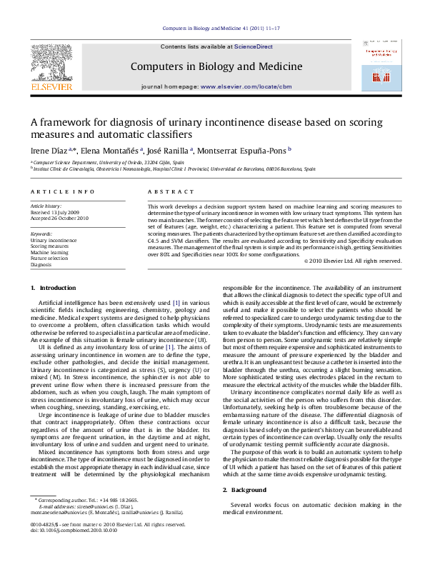 (PDF) A framework for diagnosis of urinary incontinence disease based ...