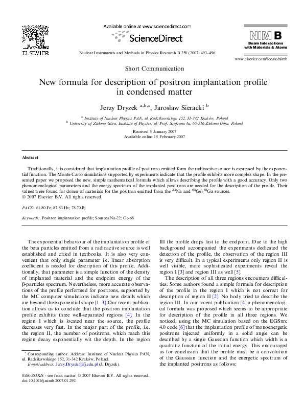 (PDF) Improved Model for Positron Implantation Profiles