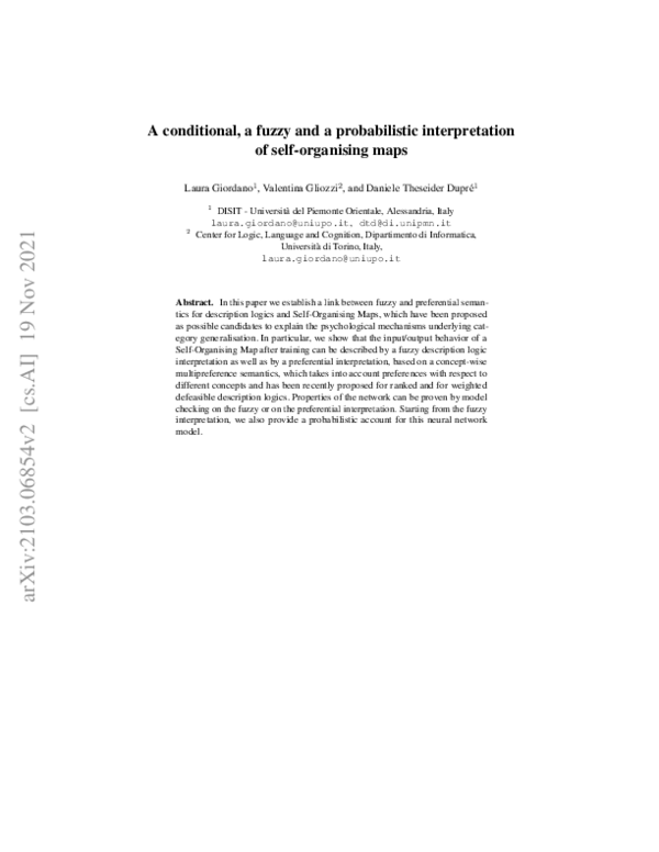 (PDF) A conditional, a fuzzy and a probabilistic interpretation of self-organising maps