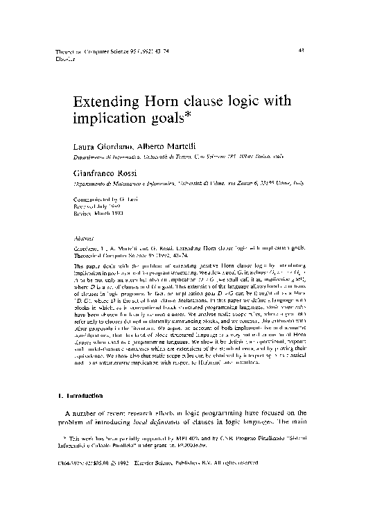 (PDF) Extending Horn clause logic with implication goals