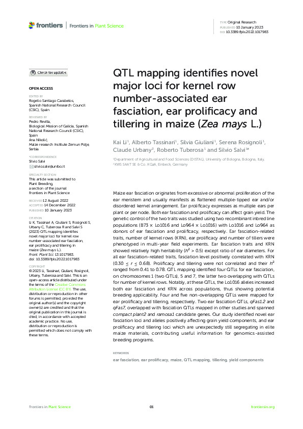 (PDF) QTL mapping identifies novel major loci for kernel row number-associated ear fasciation ...