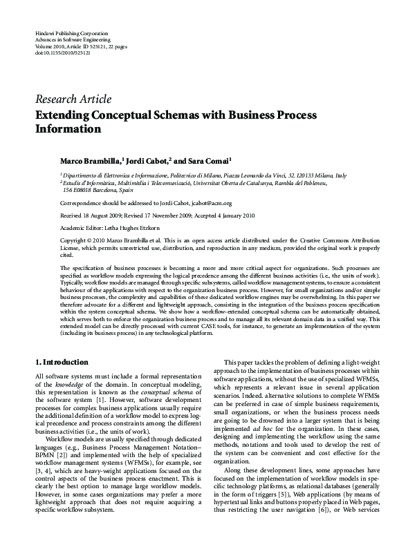 (PDF) Extending Conceptual Schemas with Business Process Information | Sara Comai - Academia.edu