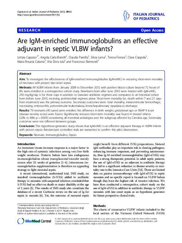(PDF) Are IgM-enriched immunoglobulins an effective adjuvant in septic ...