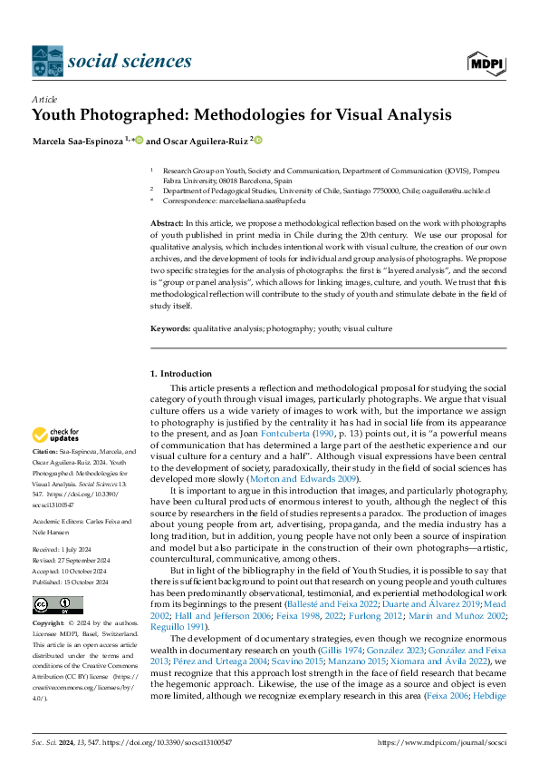 (PDF) Youth Photographed: Methodologies for Visual Analysis