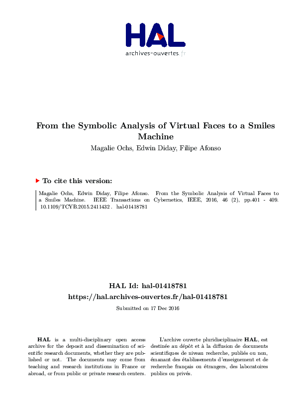 (PDF) From the Symbolic Analysis of Virtual Faces to a Smiles Machine