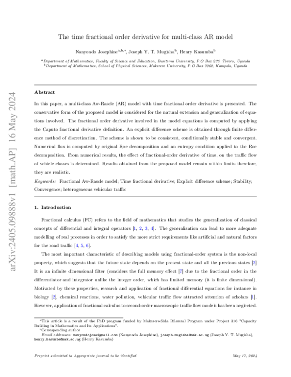 (PDF) The time fractional order derivative for multi-class AR model