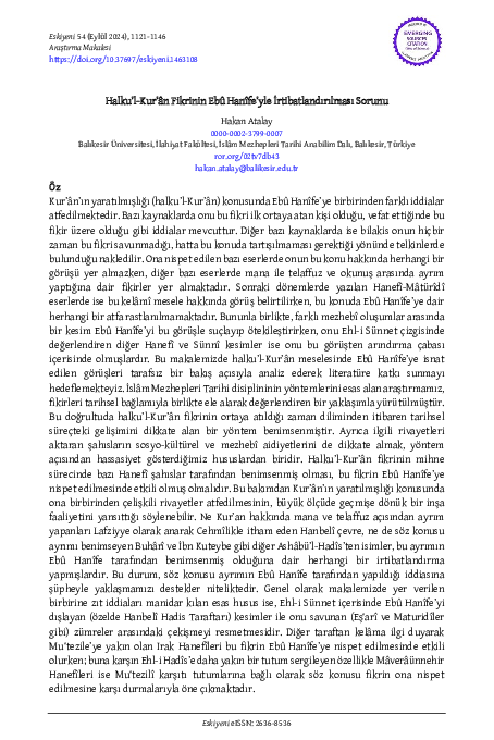 (PDF) The Problem of Correlating the Idea of Khalk al-Qurʾān with Abū ...