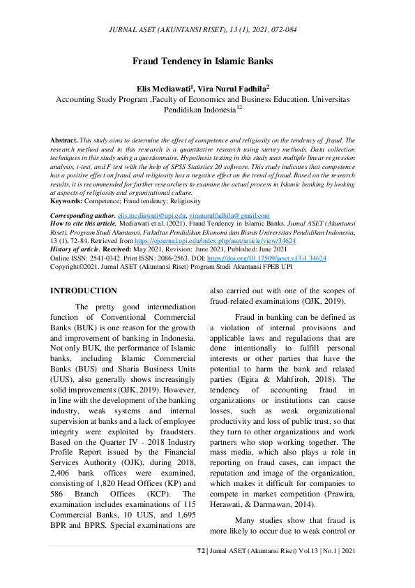 (PDF) Fraud Tendency in Islamic Banks | Vira Fadhila - Academia.edu