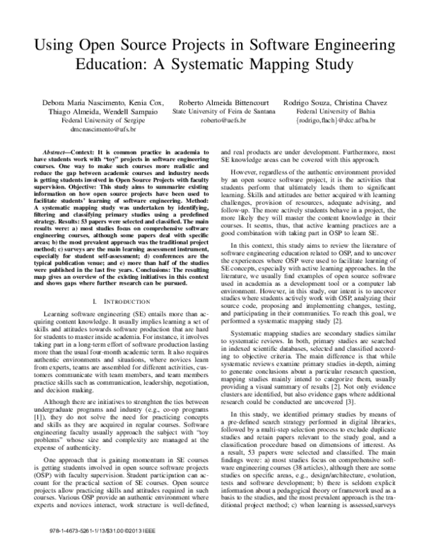 (PDF) Using Open Source Projects in software engineering education: A systematic mapping study