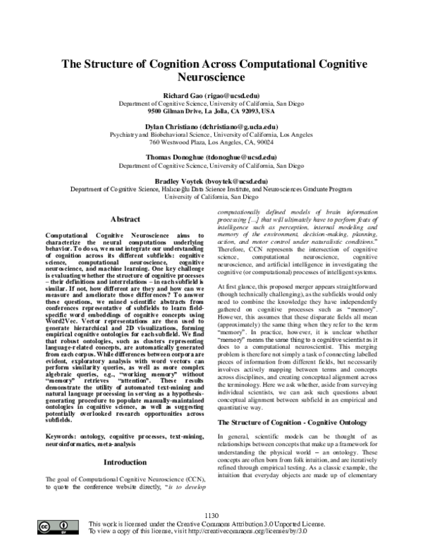 (PDF) The Structure of Cognition Across Computational Cognitive ...