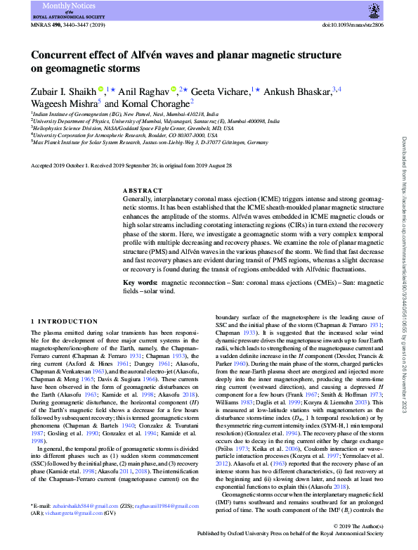 (PDF) Concurrent effect of Alfvén waves and planar magnetic structure ...