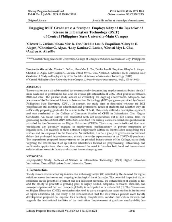 (PDF) Engaging BSIT Graduates: A Study on Employability of the Bachelor ...