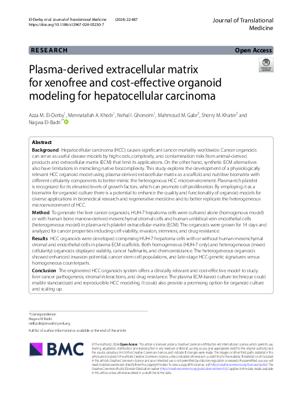 (PDF) Plasma-derived extracellular matrix for xenofree and cost ...
