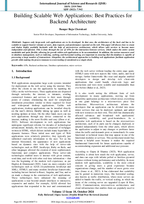 (PDF) Building Scalable Web Applications: Best Practices for Backend Architecture