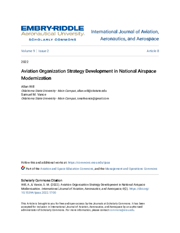 (PDF) Aviation Organization Strategy Development in National Airspace ...