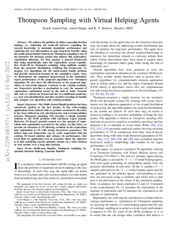 (PDF) Thompson Sampling with Virtual Helping Agents