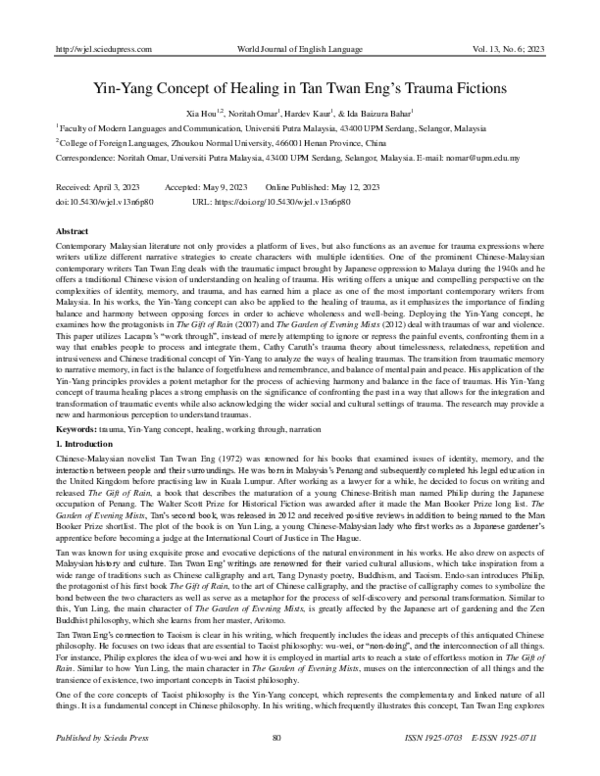 (PDF) Yin-Yang Concept of Healing in Tan Twan Eng’s Trauma Fictions