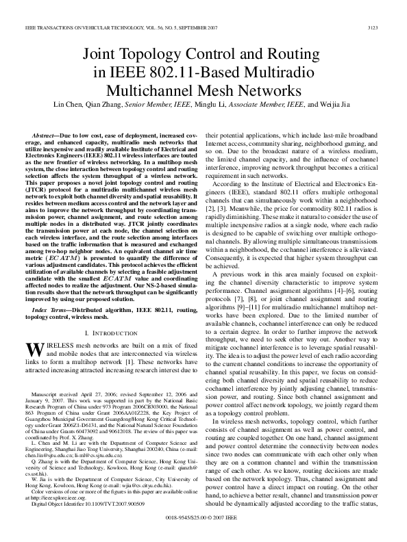 (PDF) Joint Topology Control and Routing in IEEE 802.11-Based ...