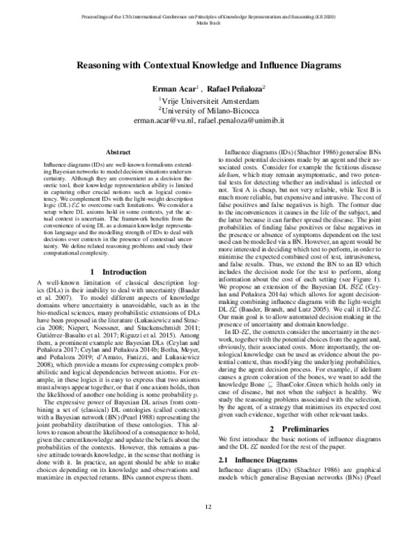 (PDF) Reasoning with Contextual Knowledge and Influence Diagrams