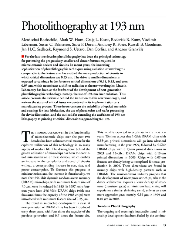 (PDF) Photolithography at 193 nm