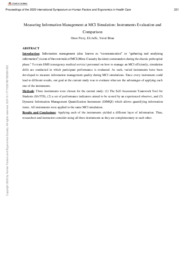 (PDF) Measuring Information Management at MCI Simulation: Instruments ...