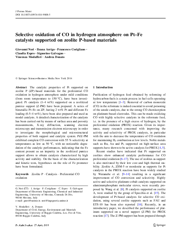 (PDF) Selective oxidation of CO in hydrogen atmosphere on Pt–Fe ...