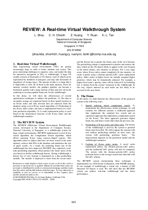 (PDF) REVIEW: a real-time virtual walkthrough system