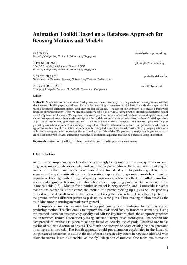 (PDF) Animation toolkit based on a database approach for reusing ...