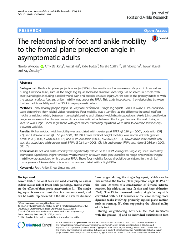 (PDF) The relationship of foot and ankle mobility to the frontal plane ...