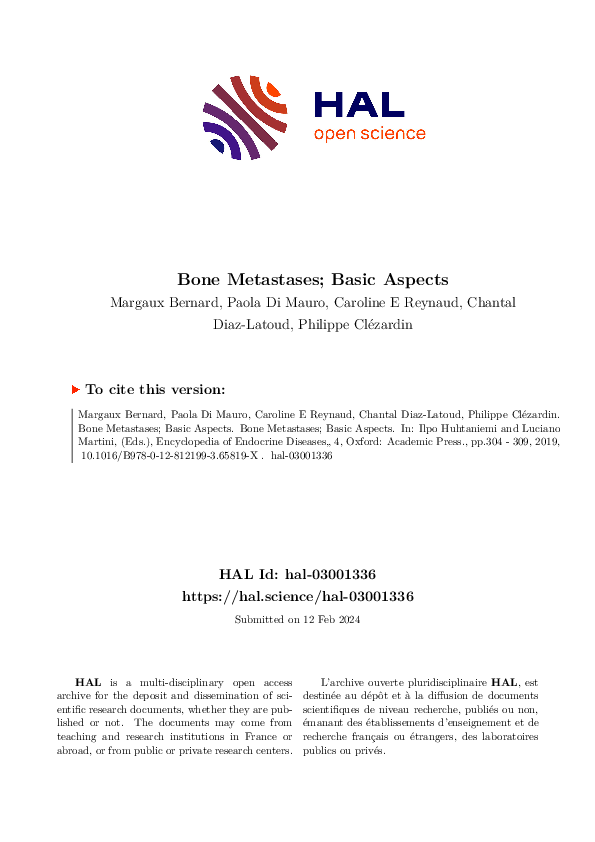 (PDF) Bone Metastases; Basic Aspects