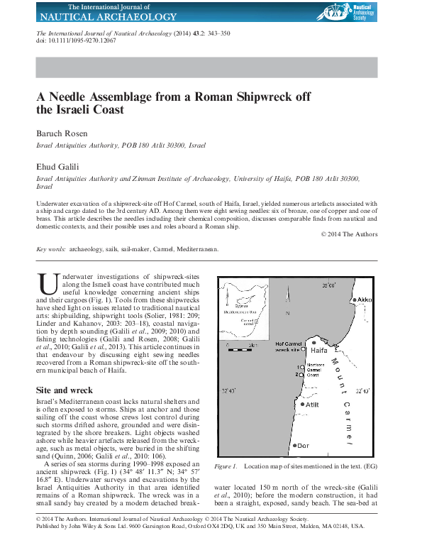 (PDF) Roman Shipwreck Needles from Israel