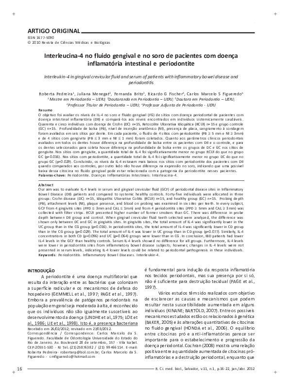 (PDF) Interleucina-4 no fluido gengival e no soro de pacientes com ...