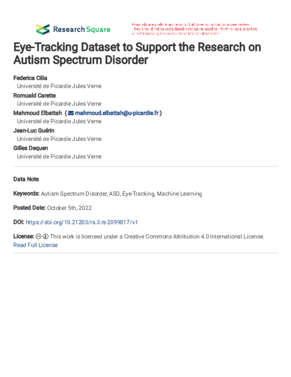 (PDF) Eye-Tracking Dataset to Support the Research on Autism Spectrum ...