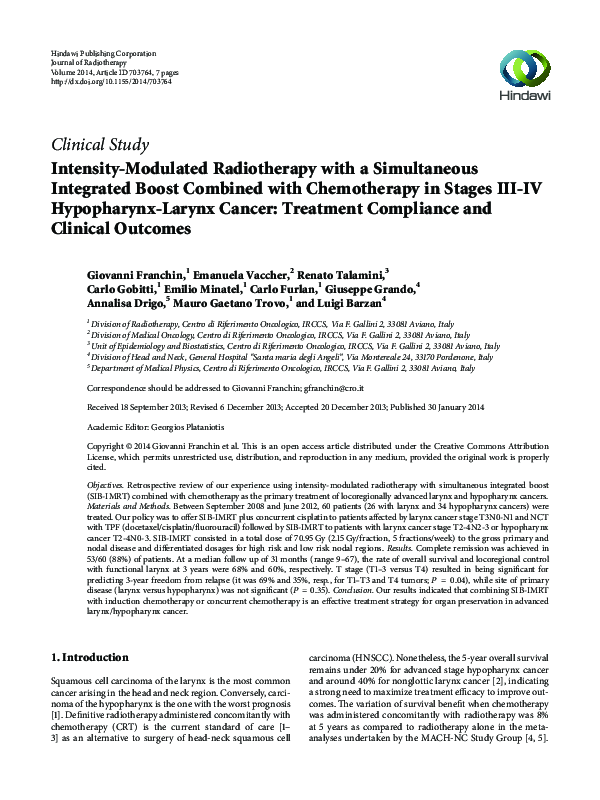 (PDF) Intensity-Modulated Radiotherapy with a Simultaneous Integrated ...