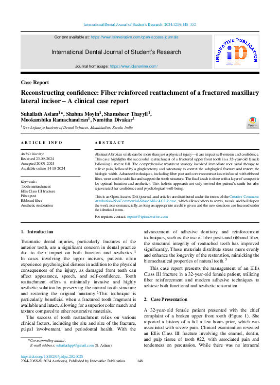 (PDF) Reconstructing confidence: Fiber reinforced reattachment of a ...