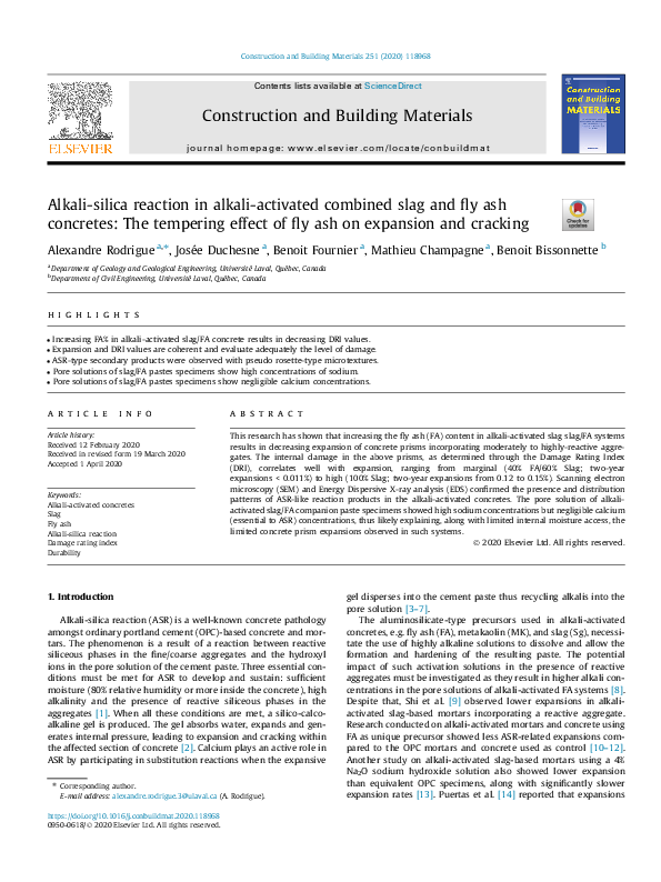 (PDF) Alkali-silica reaction in alkali-activated combined slag and fly ...