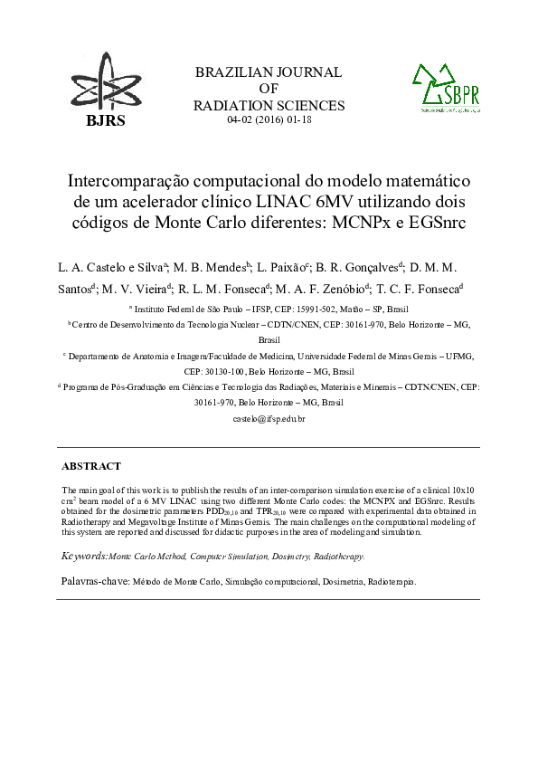 (PDF) Simulação de um acelerador LINAC 6MV para determinação da dose de ...
